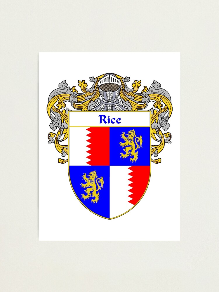 "Rice Coat of Arms / Rice Family Crest" Photographic Print by IrishArms ...
