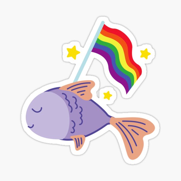 "Gay Pride Fish Rainbow" Sticker by Veejunes | Redbubble