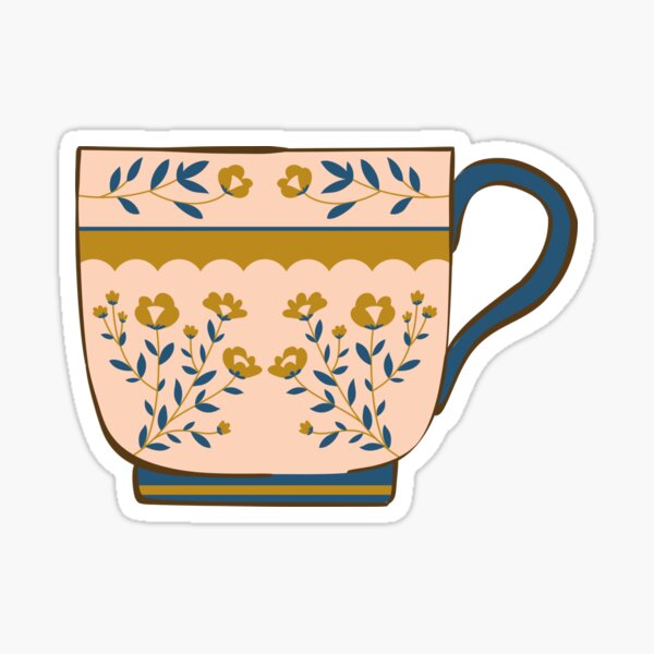 "lovely floral tea cup" Sticker for Sale by jordanevee | Redbubble