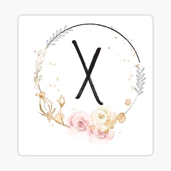 "Letter X - Roses" Sticker by Rionda | Redbubble