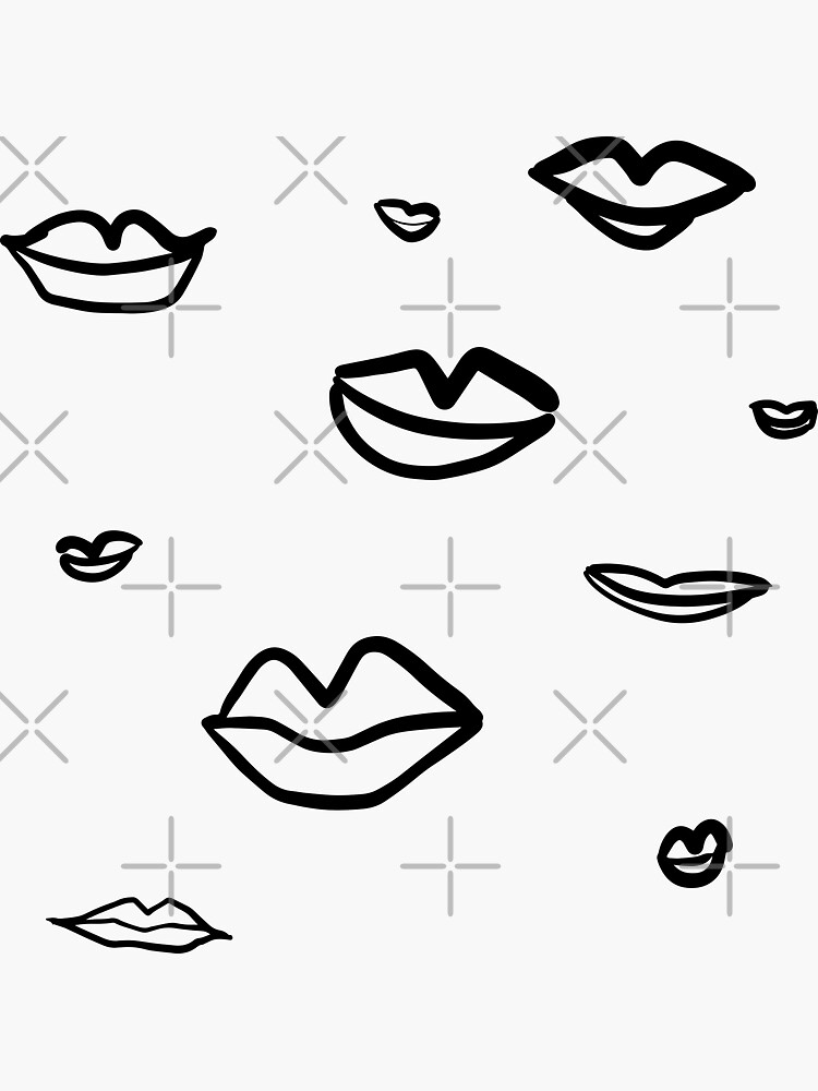 "Black and White Lips" Sticker by CamilleIllus | Redbubble