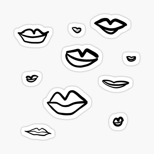 "Black and White Lips" Sticker by CamilleIllus | Redbubble