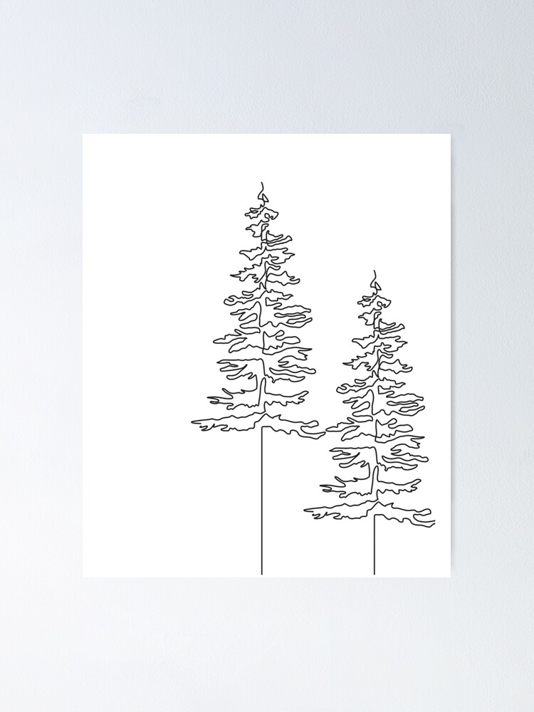 "Minimal pine tree line art" Poster for Sale by HereForTheArt | Redbubble