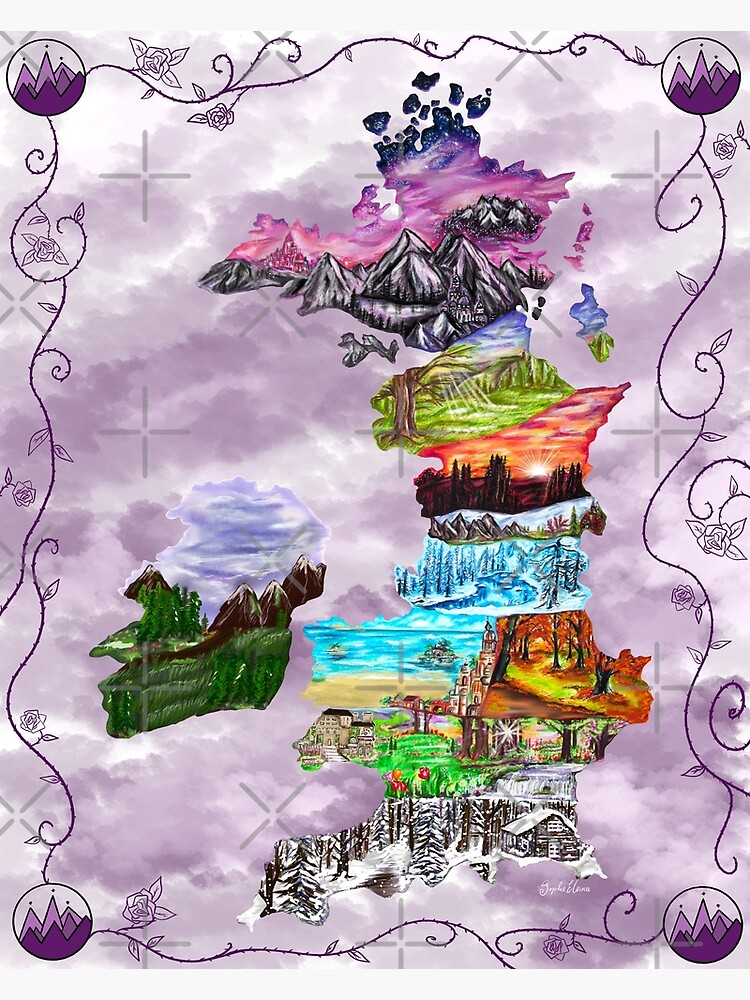 "Map of Prythian (with clouds and border)" Poster for Sale by ...