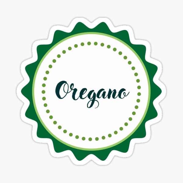 "Oregano label sticker." Sticker by angelisart | Redbubble
