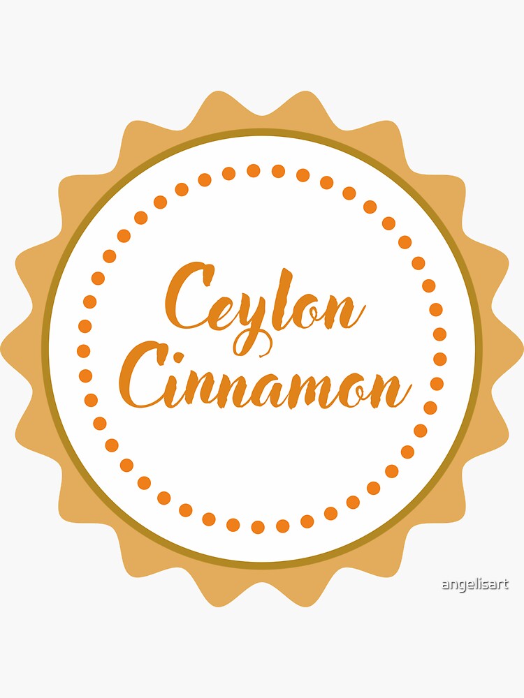 "Ceylon cinnamon label sticker." Sticker for Sale by angelisart | Redbubble