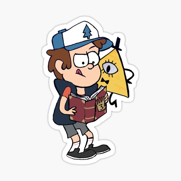 "Dipper and Bill Cipher" Sticker for Sale by SophilliaArts | Redbubble
