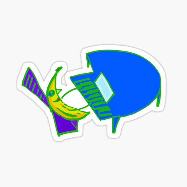 "Banana Playing Piano Cool" Sticker by DesignsofNote | Redbubble