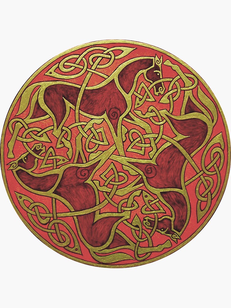 "Celtic Horses roundel" Sticker for Sale by Yuri-Leitch | Redbubble