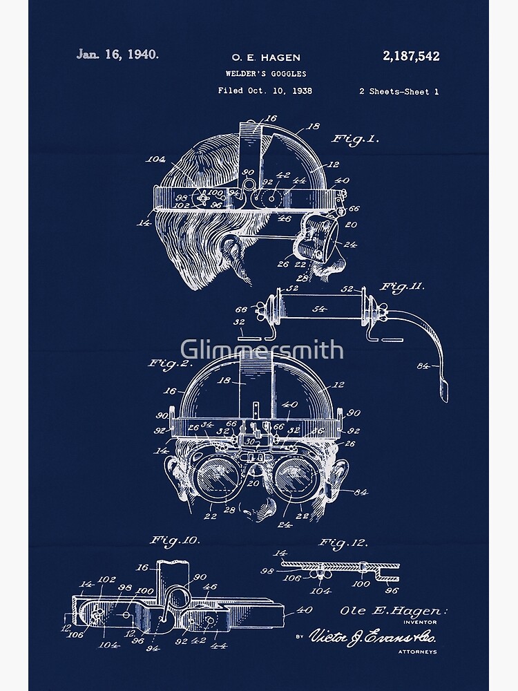"Antique Welders Goggles blueprint drawing" Photographic Print by ...