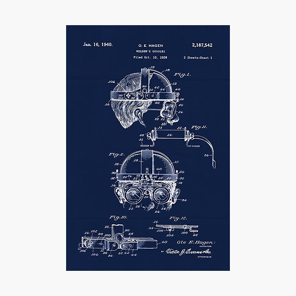 "Antique Welders Goggles blueprint drawing" Photographic Print by ...