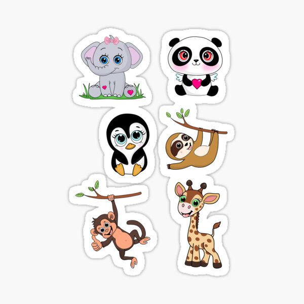 "zoo animals pack" Sticker for Sale by AnimalsCartoon | Redbubble