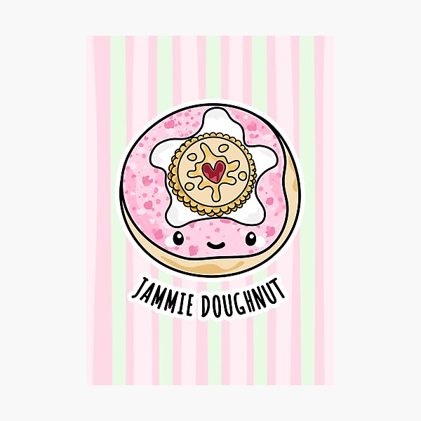 Lámina fotográfica «Cute Jam Dodger Donut Jam Donut Ilustración Comida ...