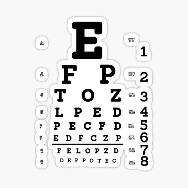 "Snellen Eye Chart" Sticker for Sale by allhistory | Redbubble