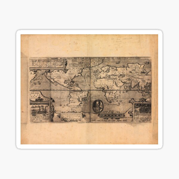 "Map of the World (1581)" Sticker for Sale by allhistory | Redbubble
