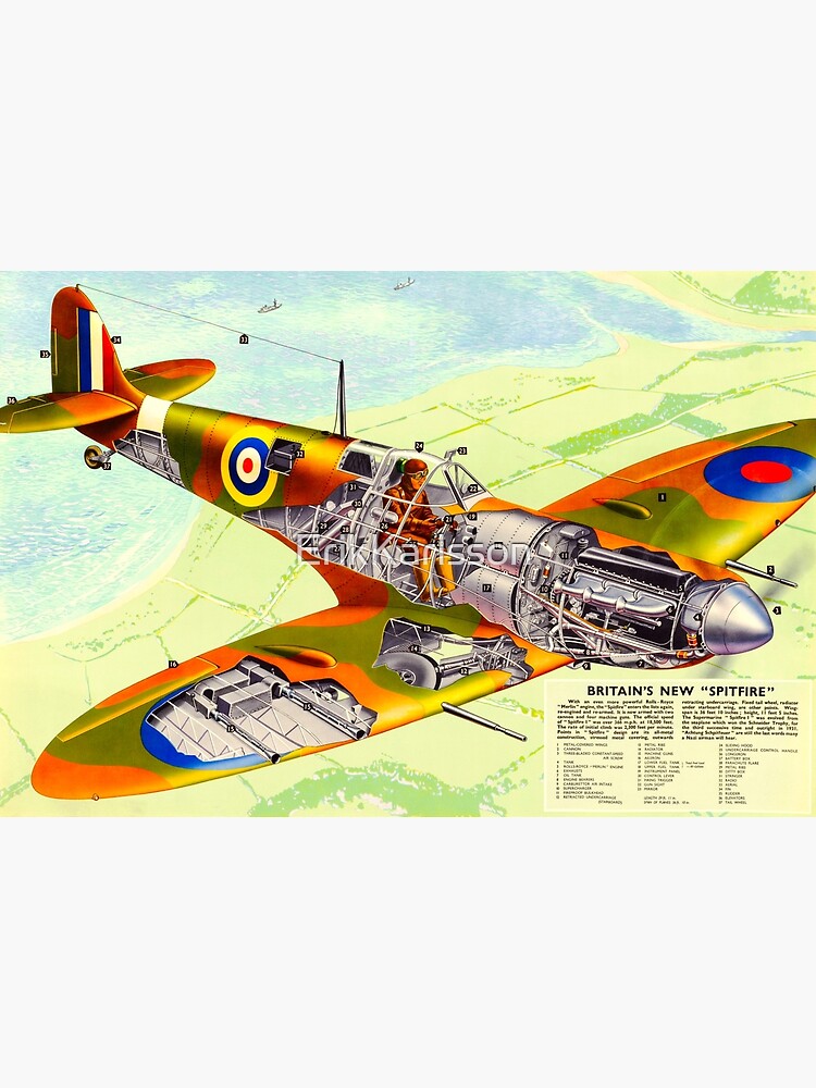 "CUTAWAY DIAGRAM SPITFIRE BRITAIN'S NEW SPITFIRE 1942-1945" Poster for ...