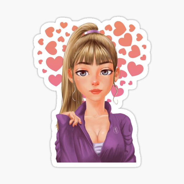 "Cute, ponytailed girl" Sticker by Neonyx2020 | Redbubble