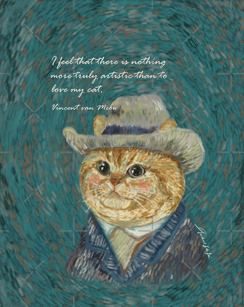 "Vincent Van Gogh Cat Self Portrait - Van Meow" by GraceFaiFai | Redbubble