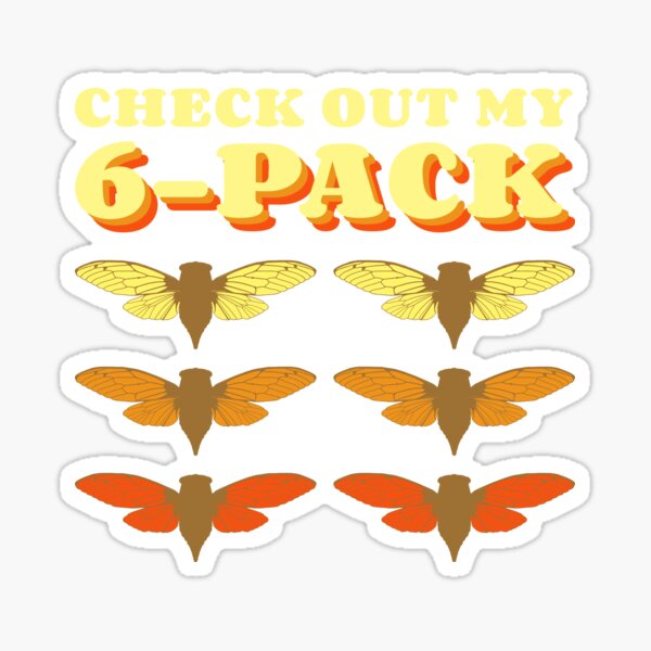 "Check Out My Six Pack Cicada Pun Hilarious Design graphic" Sticker for ...