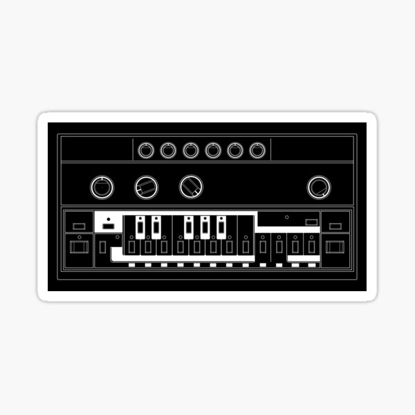 "303 Transister Bassline White Lines Simple" Sticker by AtomicMalibu ...