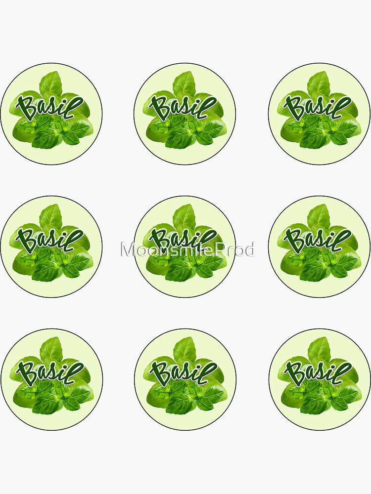"Basil Label Stickers" Sticker for Sale by MoonsmileProd | Redbubble
