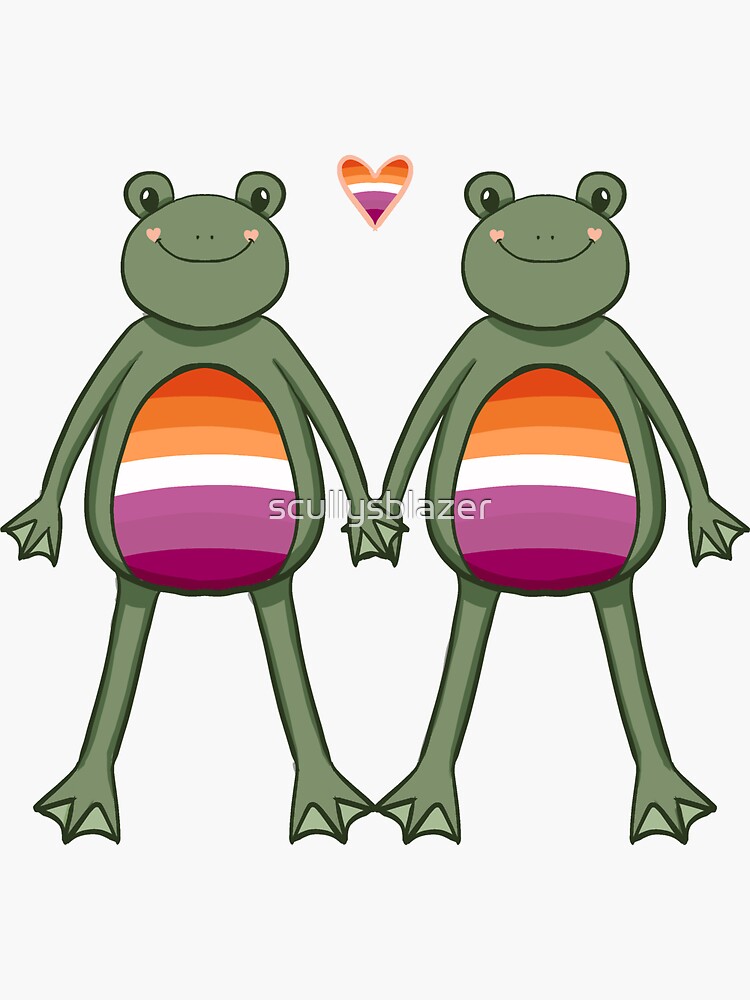 "Lesbian Pride Queer Frogs In Love LGBTQIAP Cottagecore" Sticker by ...