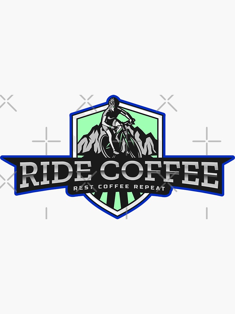 "Cycling logo ride coffee rest coffee and repeat " Sticker for Sale by ...