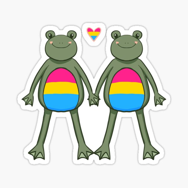 "Pansexual Pride Queer Frogs In Love LGBTQIAP Cottagecore" Sticker for ...
