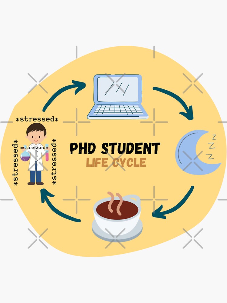 "PhD Student Life Cycle" Sticker for Sale by sunnySaraV | Redbubble