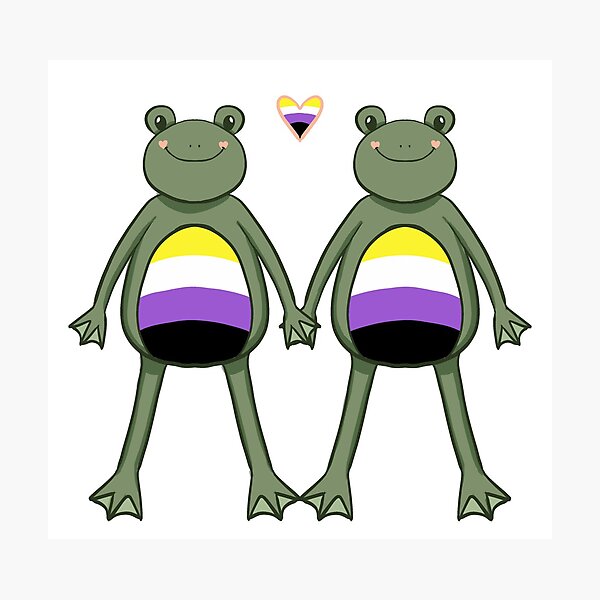 "Non-Binary Enby Pride Queer Frogs In Love LGBTQIAP Cottagecore" Photographic Print by ...