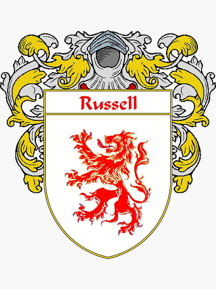 Pegatina «Escudo de armas de Russell / cresta de la familia de Russell ...