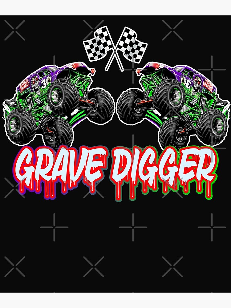 " Monster jam grave digger monster truck Fanart Gift ideas Racin Flag ...