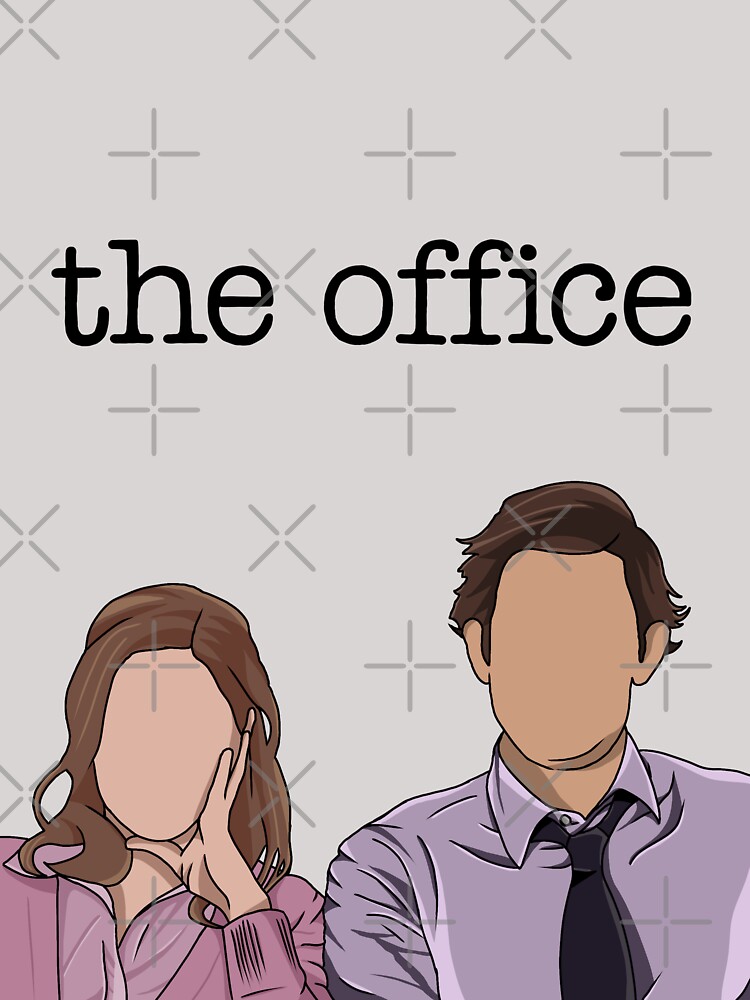 "Jim and Pam The Office Cartoon Digital Art With Font" Sticker for Sale ...