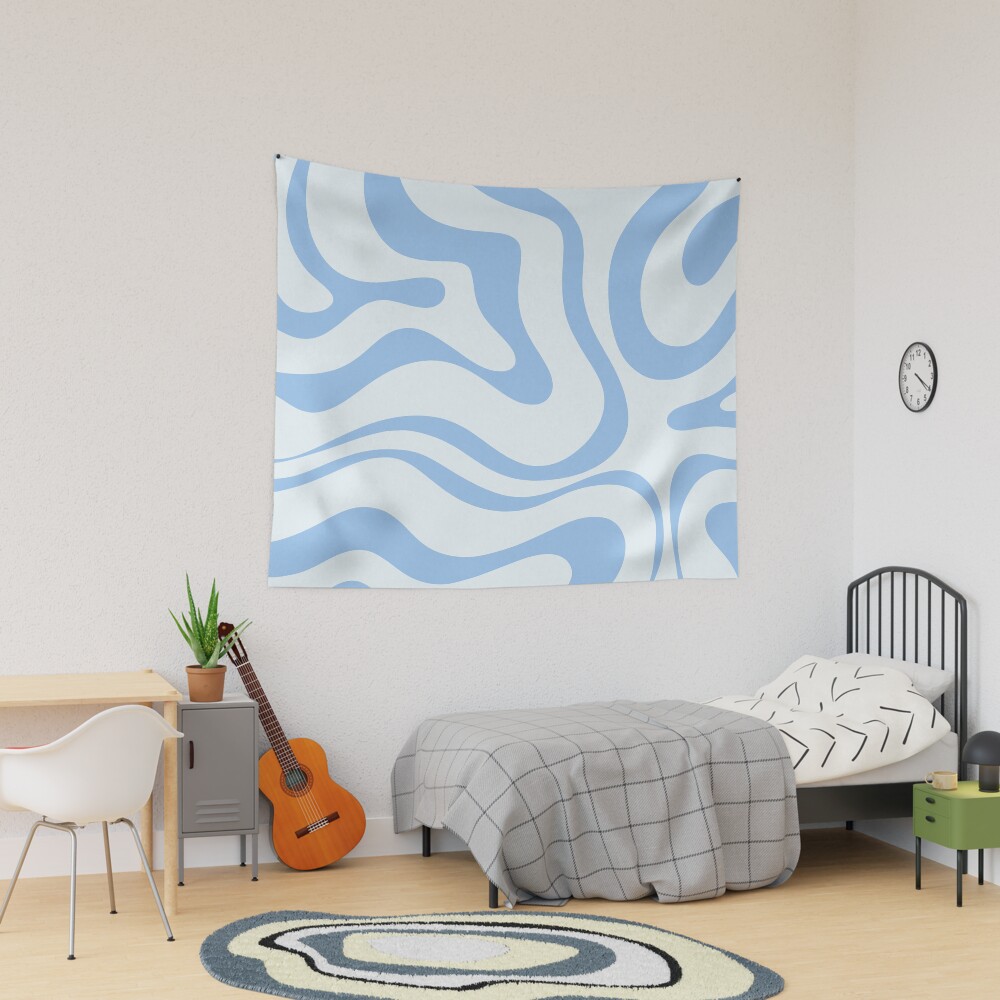 "Retro Modern Liquid Swirl Abstract Pattern Square in Light Blue ...