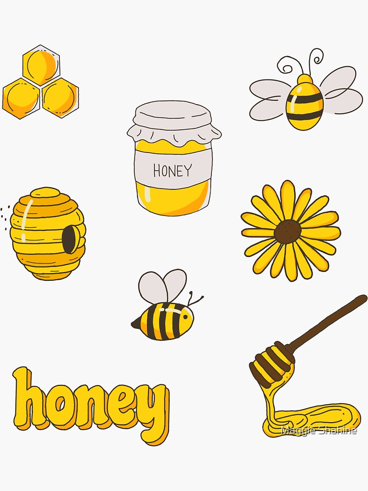 "cute bee sticker pack" Sticker for Sale by maggieshahine | Redbubble