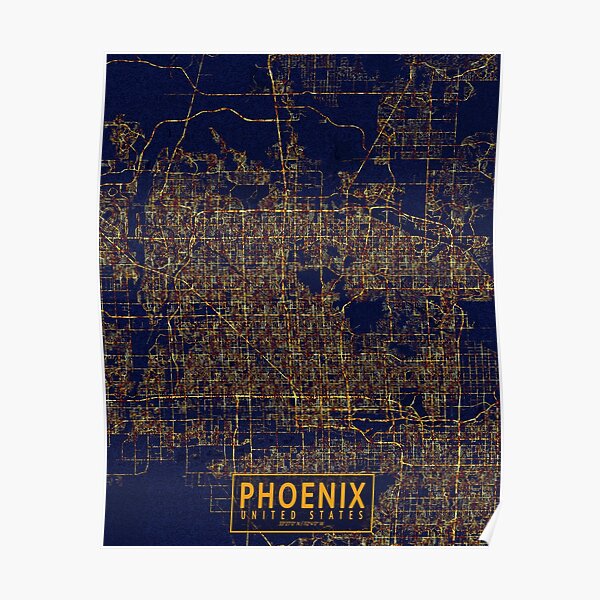 "Phoenix, Arizona, USA Map - City At Night" Poster by deMAP | Redbubble