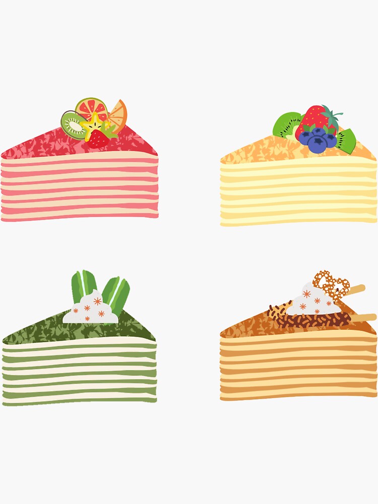 "Crepe Cake Pack (4)" Sticker for Sale by gleamingdaisy | Redbubble