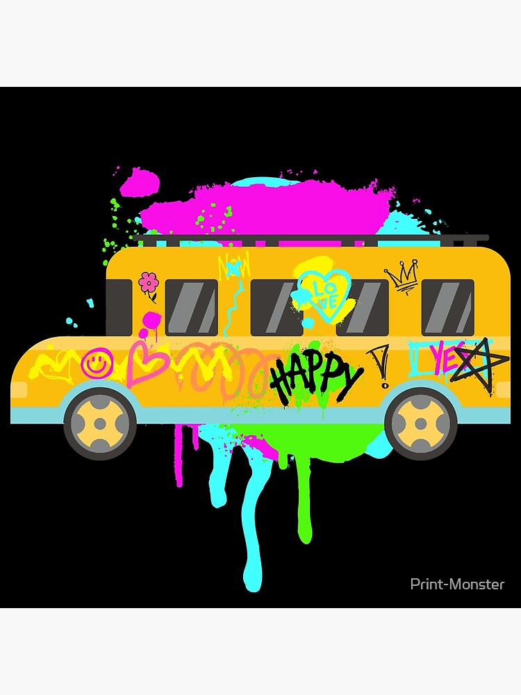 "Graffiti School Bus" Poster by Print-Monster | Redbubble