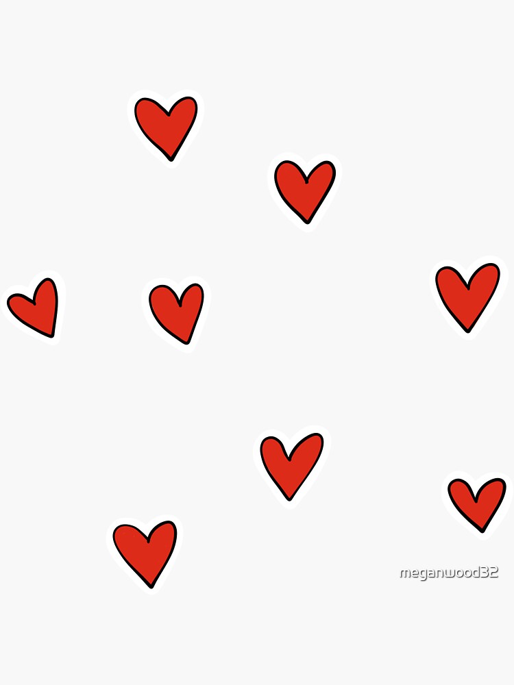 "Mini Red Hearts" Sticker for Sale by meganwood32 | Redbubble