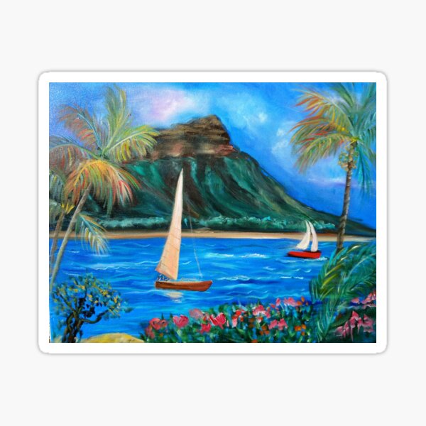 "Aloha Diamond Head" Sticker by jennyleeandjim | Redbubble