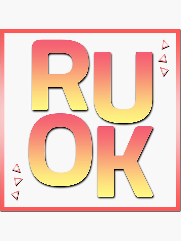 "R U OK? fitted t-shirt and sticker red color" Sticker for Sale by ...
