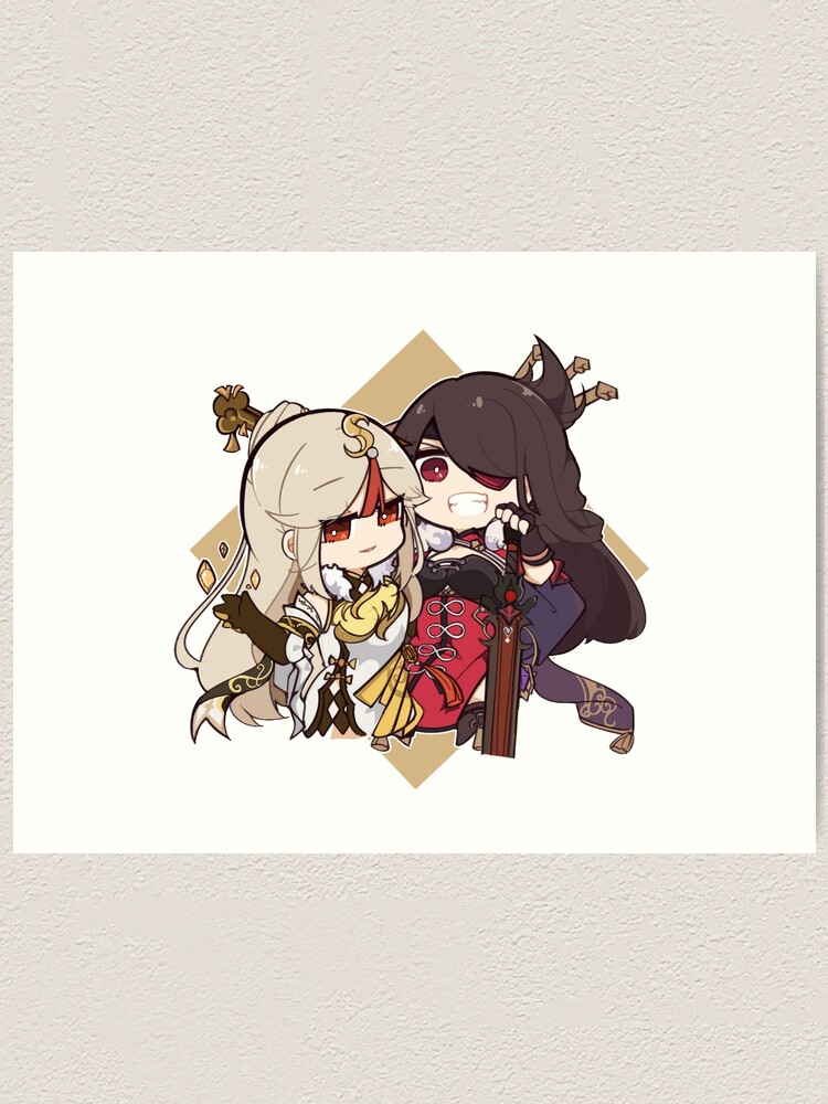 "Genshin Impact Chibi Beidou and Ningguang" Art Print by NathanDoodles ...