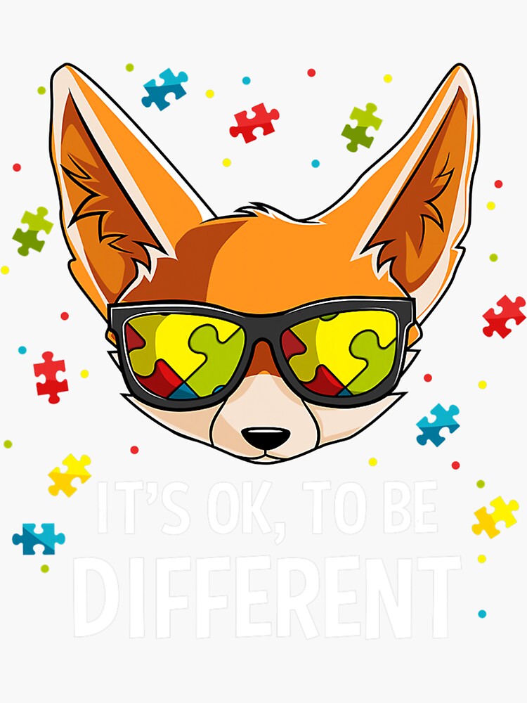 "Autism Awareness Puzzle Piece Fox Boys Kids" Sticker for Sale by ...