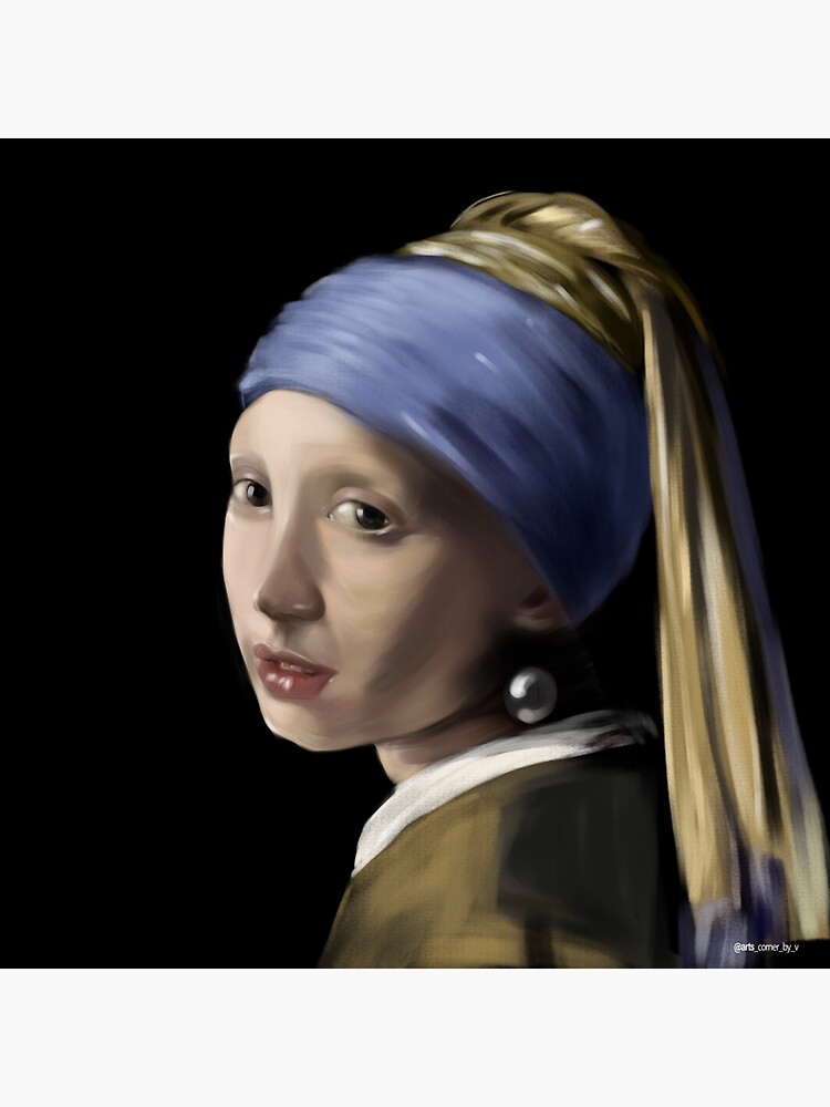 "Girl with a pearl earing" Sticker for Sale by ArtscornerbyV | Redbubble