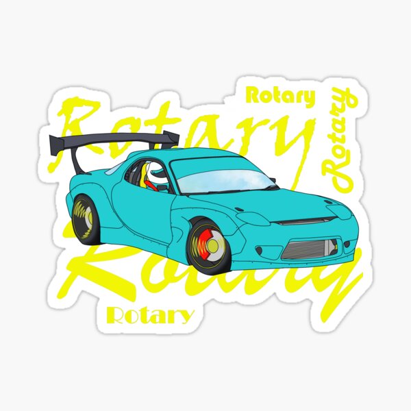 "Mazda RX7 Drift car! Rotary engine! Blue!" Sticker for Sale by ...