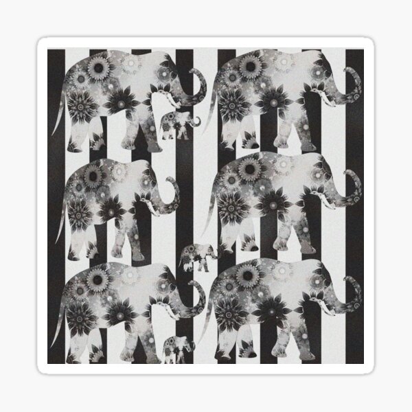 "Mama elephants black and white pattern" Sticker for Sale by GrtechK ...