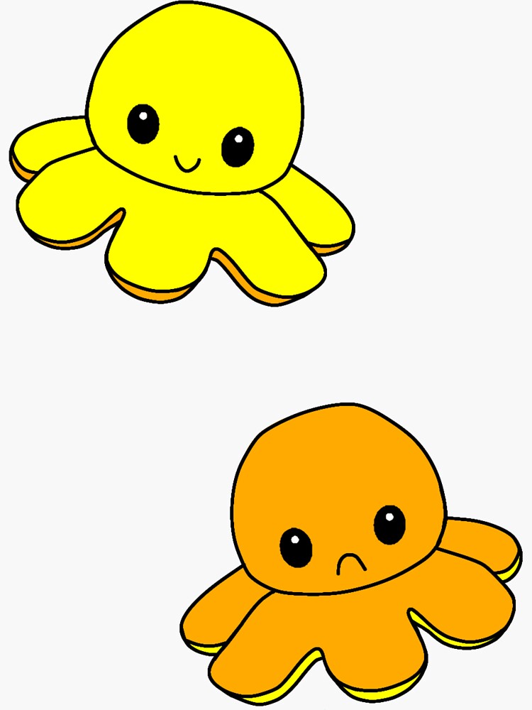 "Happy and sad octopus" Sticker for Sale by Katuse | Redbubble
