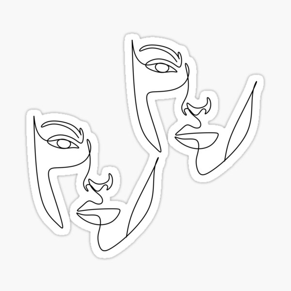 Pegatina «Caras de arte lineal» de OneLinePrint | Redbubble