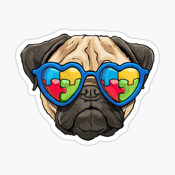 "Autism Awareness Pug Dog Puzzle Boys Kidss" Sticker for Sale by ...