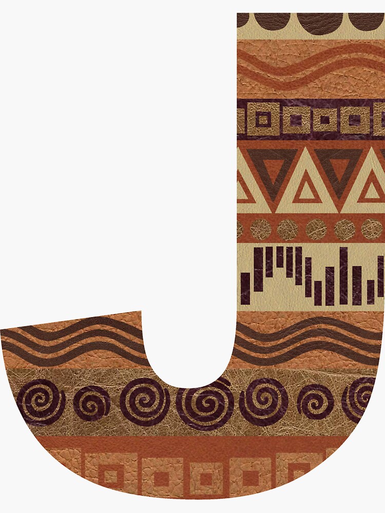 "Letter J Leather Look Pattern Tribal Ethnic Monogram Initial" Sticker ...